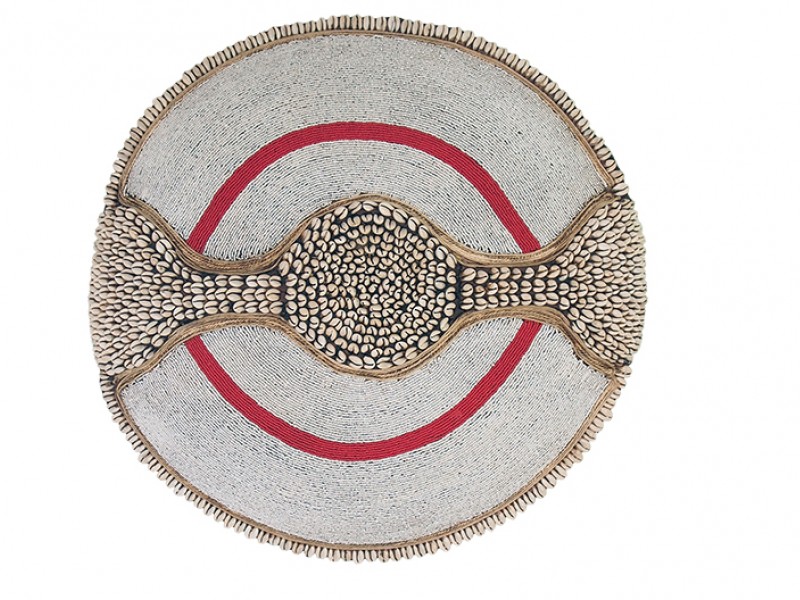 African Creative :: Large Beaded Shield - White With Red Ring and ...